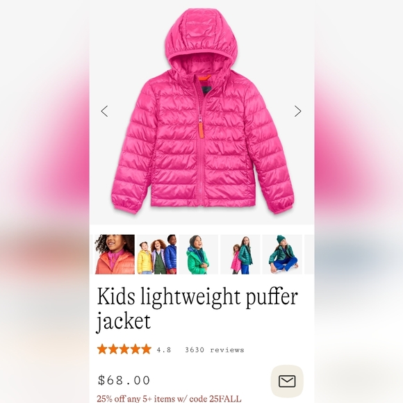 Primary | Jackets & Coats | Kids Lightweight Puffer Jacket Primary Size ...